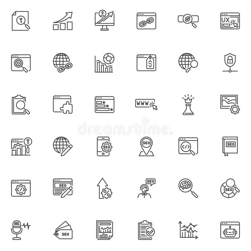 SEO and Web line icons set stock vector. Illustration of clipart - 302526075