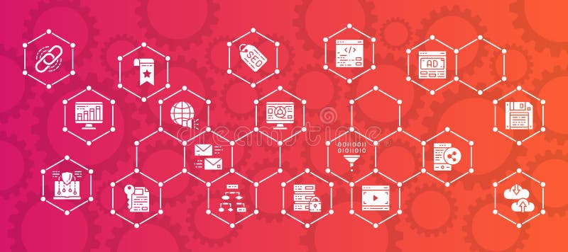 SEO Website Banner. Bookmark, Hosting, Hyperlink, Advertisement, Data ...