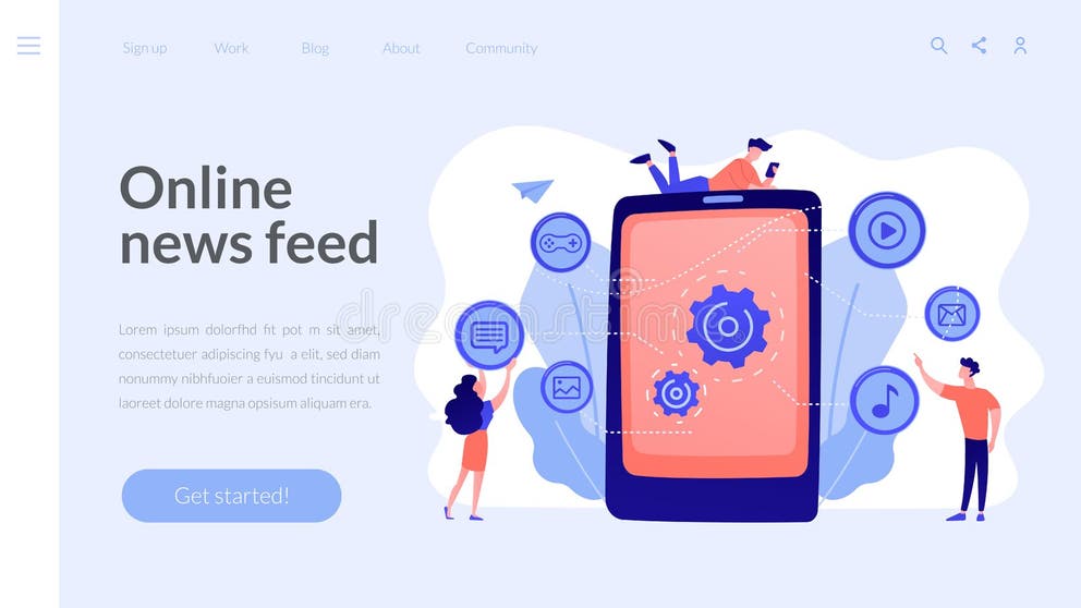 Mobile Content Concept Landing Page Stock Vector - Illustration of homepage, programming: 179218136