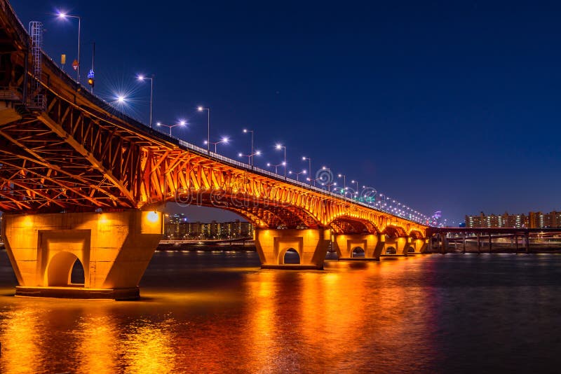 Seongsu bridge in korea. stock image. Image of construction - 64560217