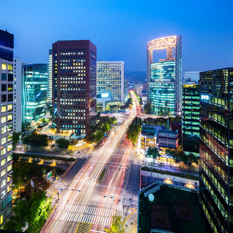 Seoul city at night stock photo. Image of asia, cross - 36106136
