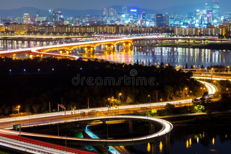 Seoul city night stock photo. Image of commercial, curvy - 36169130