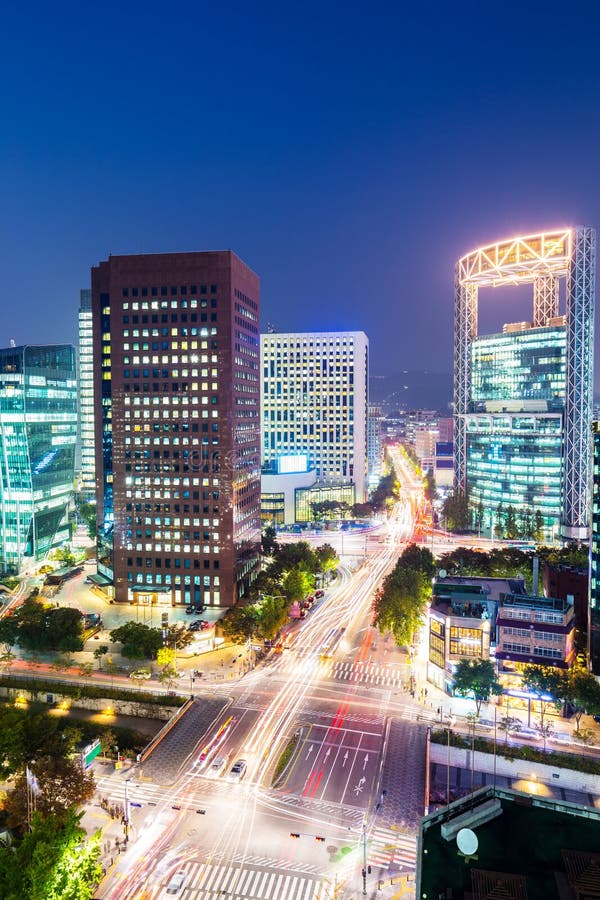 Seoul city at night stock photo. Image of connection - 35351232