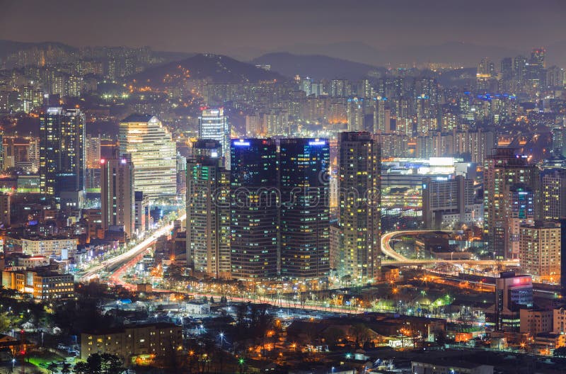 Seoul City at Night stock photo. Image of life, district - 57986564