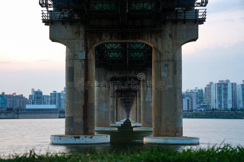 Seoul Han River Sunset Scenery Stock Image - Image of beautiful, night ...
