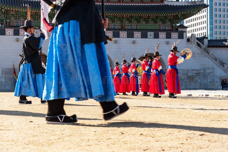 The Royal Guard-Changing Ceremony in Gyeongbokgung Palace Editorial ... The Royal Guard-Changing Ceremony in Gyeongbokgung Palace Editorial ...