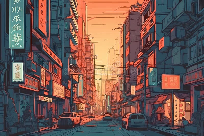 Seoul, South Korea. Street in Seoul. Vector Illustration Stock ...