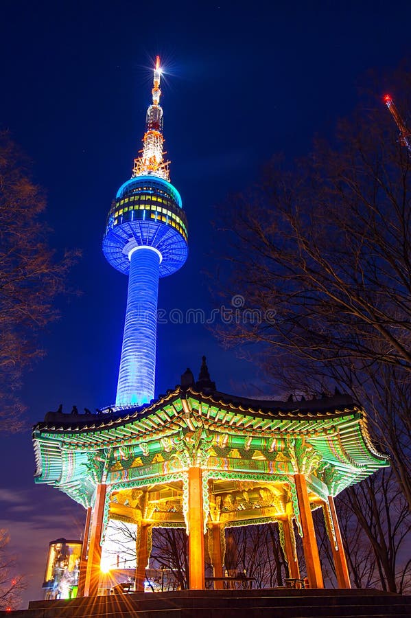 Seoul tower, Namsan tower. editorial stock image. Image of asia - 80591409
