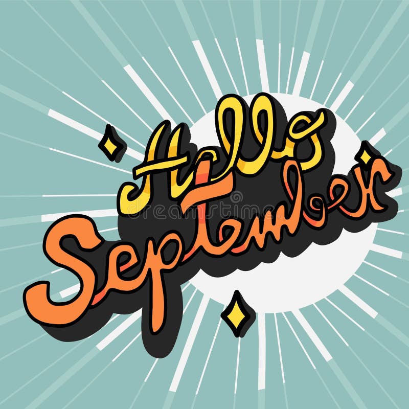Hello September Word Retro Style Illustration Stock Vector ...