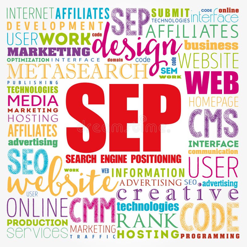 SEP Search Engine Positioning Word Cloud Collage, Technology Business ...
