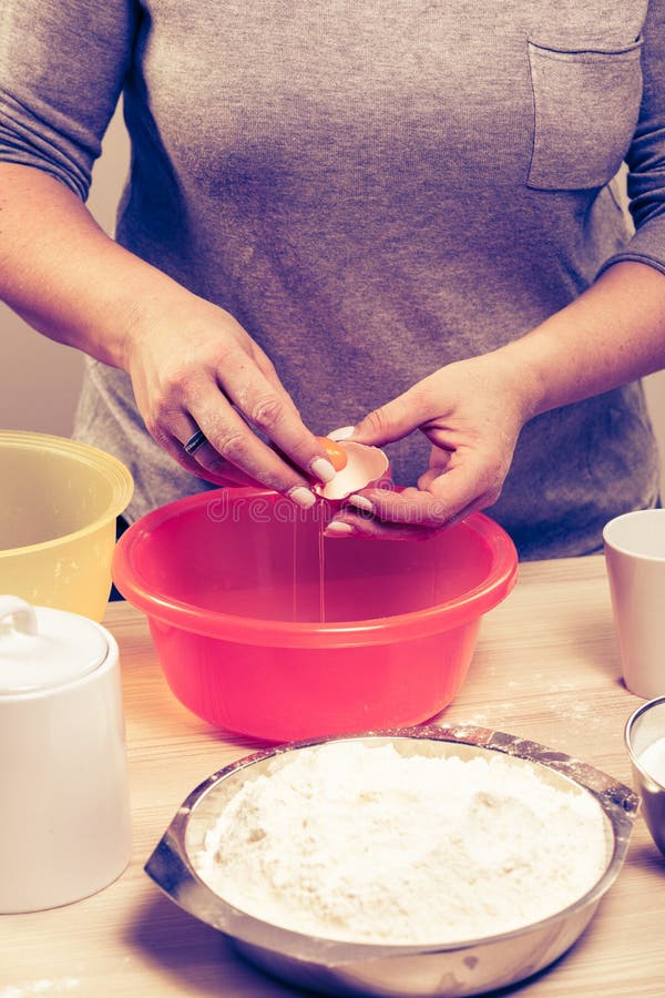 Separate Eggs As Baking Procedur in Retro Style Stock Image - Image of ...