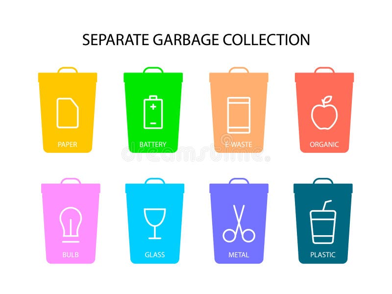 Separate Garbage Collection Color Icon. Trash Sorting. Save the Planet ...