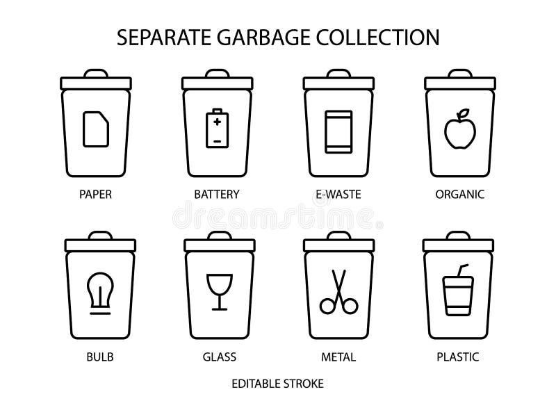 Separate Garbage Collection Outline Icon. Trash Sorting. Save the ...