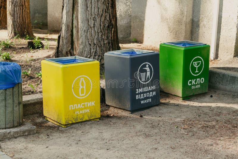 Containers for Collecting Different Types of Garbage Stock Image ...