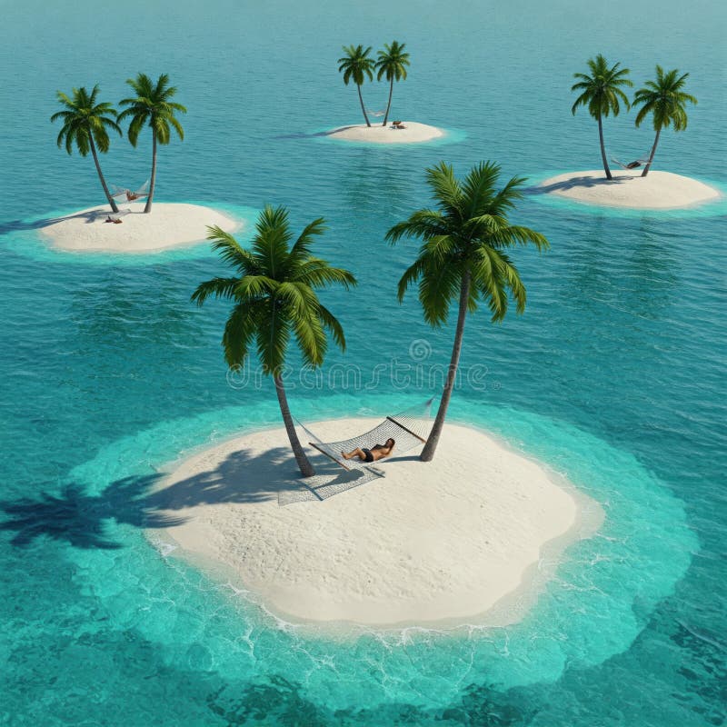 Separate Islands with Palm Trees and Hammocks in the Middle of the ...