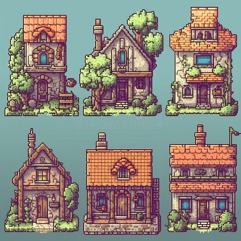 Separate Models of Pixel Buildings. 16 Pixel, Highly Detailed, Games ...