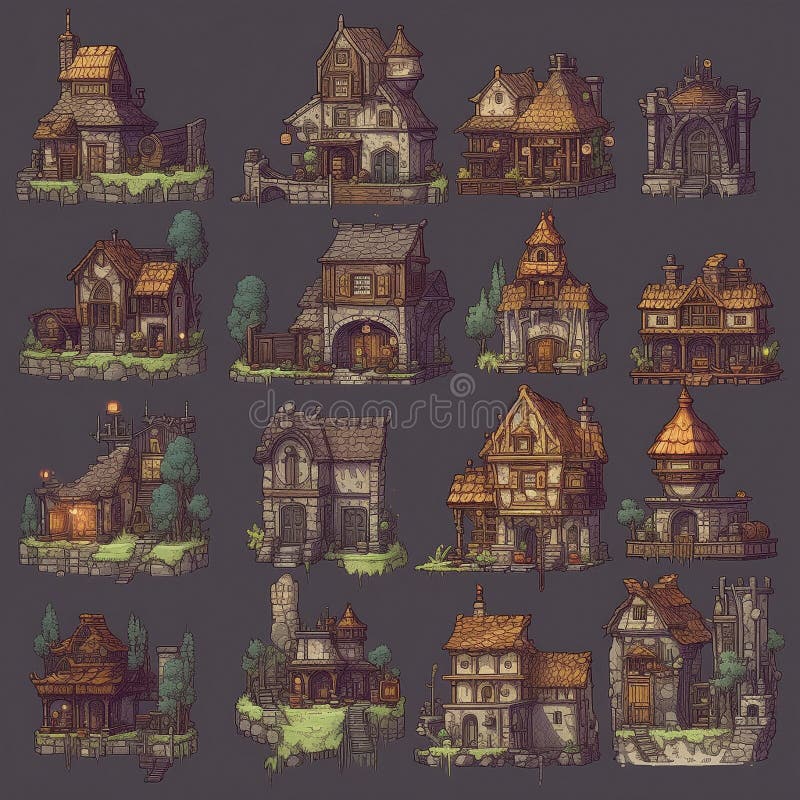 Separate Models of Pixel Buildings. 16 Pixel, Highly Detailed, Games ...