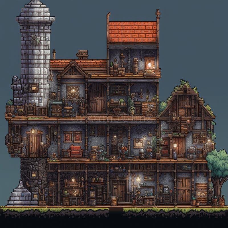 Separate Models of Pixel Buildings. 16 Pixel, Highly Detailed, Games ...