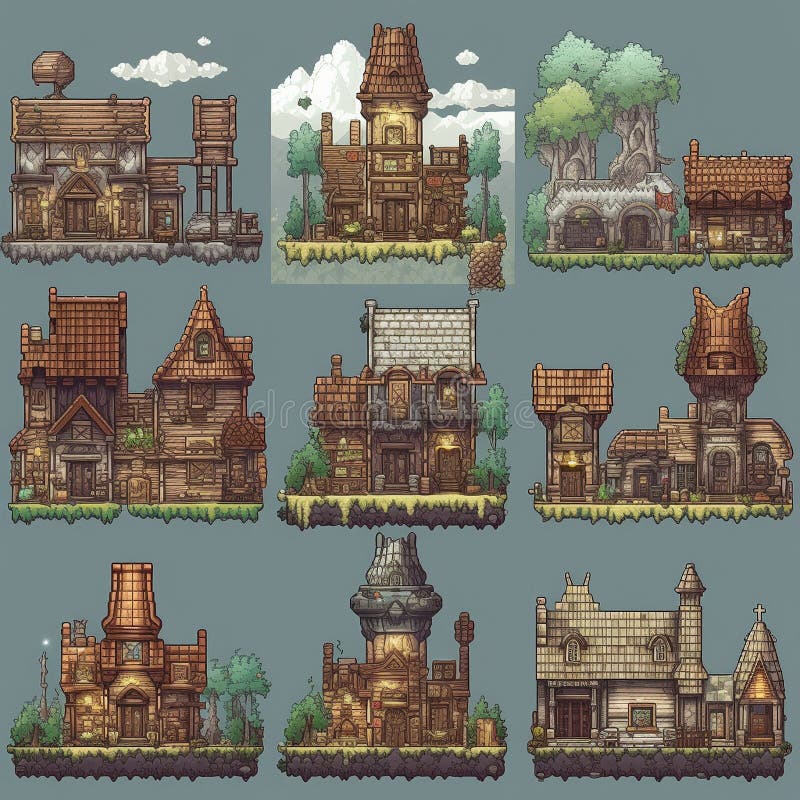 Separate Models of Pixel Buildings. 16 Pixel, Highly Detailed, Games ...