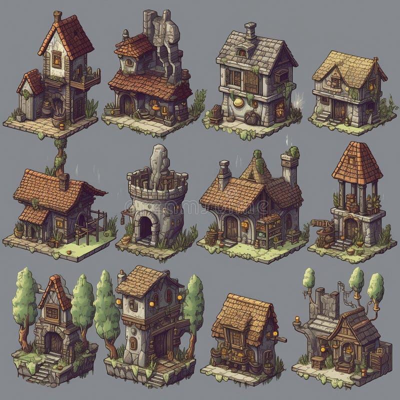 Separate Models of Pixel Buildings. 16 Pixel, Highly Detailed, Games ...