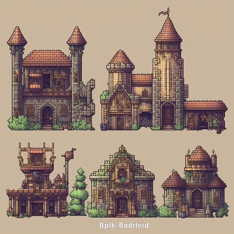 Separate Models of Pixel Buildings. 16 Pixel, Highly Detailed, Games ...