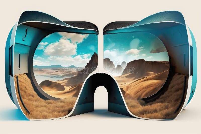 VR Headset, Double Exposure, Metaverse, Futuristic Virtual World, State ...