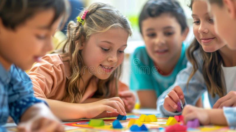 At a Separate Table a Group of Students are Playing a Language Learning ...