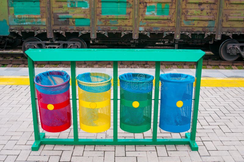 Separate Waste Collection. Modern Trash Bins for Household Waste ...