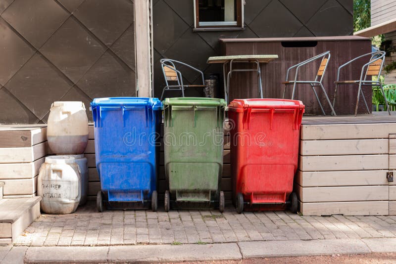 Separate Waste Collection Bins in the Park. Waste for Processing ...
