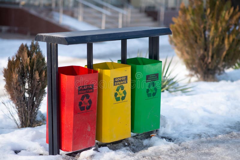 Separate Waste Collection in Uzbekistan, Tashkent. Collect Stock Image ...
