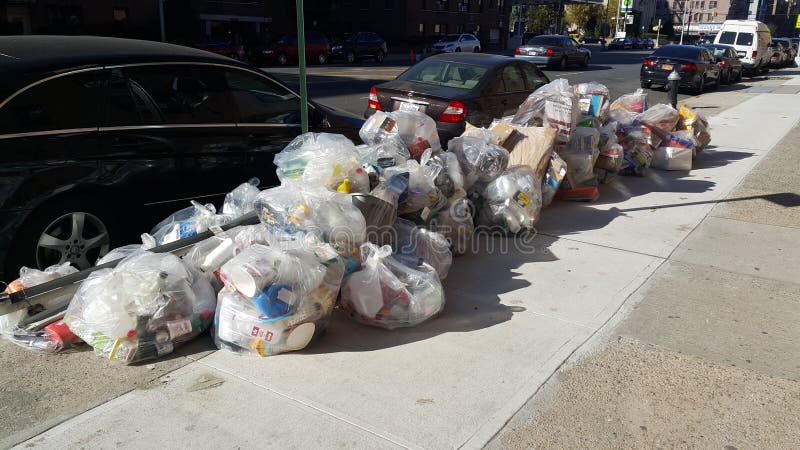 Separate waste in New York editorial photography. Image of street ...