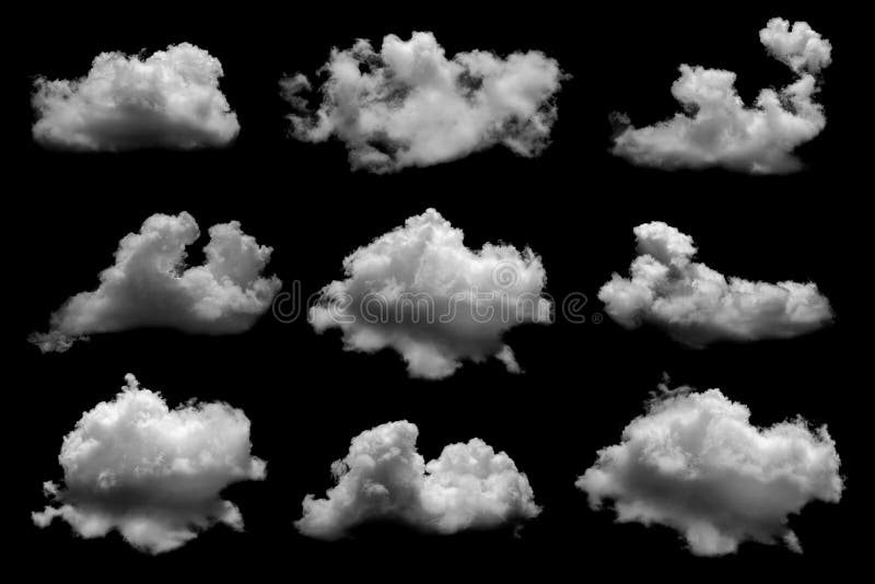 Separate White Clouds on a Black Background Have Real Clouds. White ...