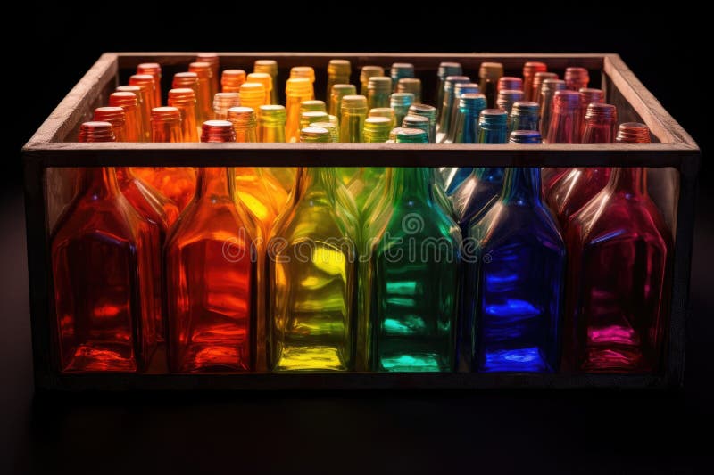 Separated Glass Bottles in Color-coded Bins Stock Photo - Image of ...