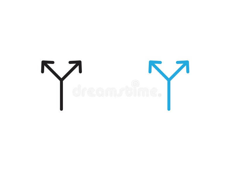Separating Arrow in Two Part Icon Black and White Vector Outline Sign ...