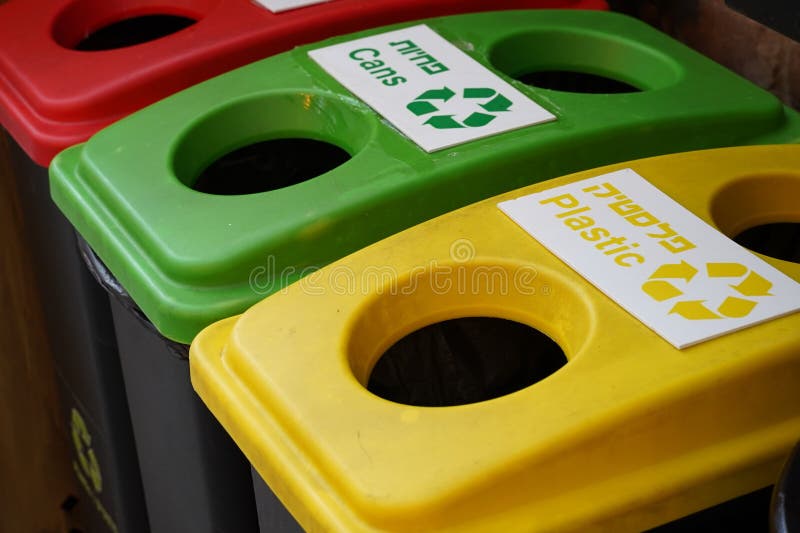 Separating Garbage into Different Containers. Trash Cans for Sorted ...
