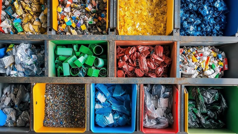 Separating Plastic Waste Recycling Materials into Different Colored ...