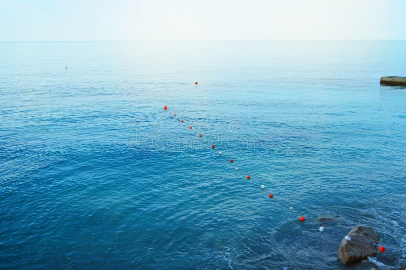 Separation Buoys in the Sea for Safe Swimming on the Beach Stock Photo ...