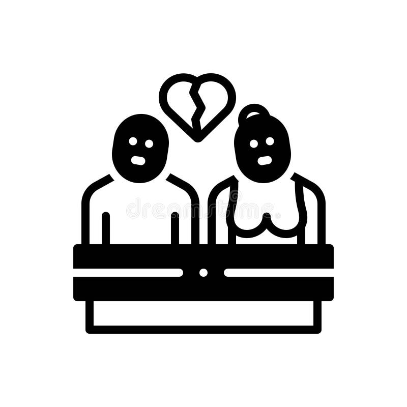 Black Solid Icon for Separation, Divorce and Couple Stock Vector ...