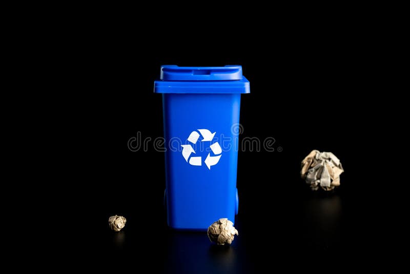 Separation Paper Recycle. Blue Dustbin for Recycle Paper Trash Isolated ...