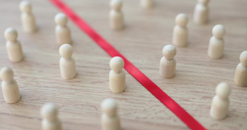 Separation of People by Red Line of Border between Society Stock ...