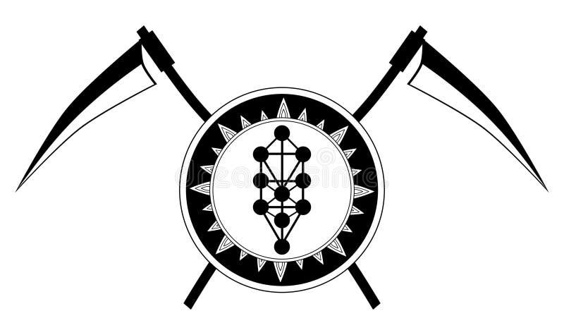 Sephiroth Tree with Sickles, Black and White, Patterned, Isolated ...