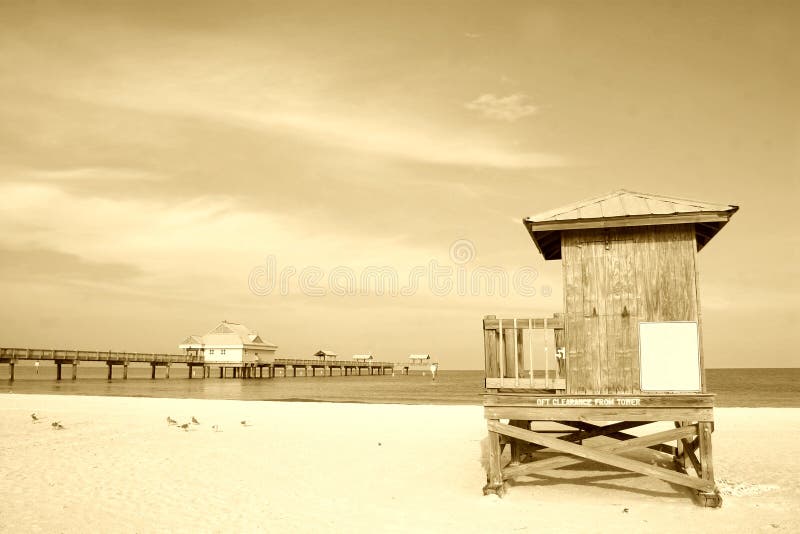 Sepia Beach stock photo. Image of sand, antique, holiday - 297884
