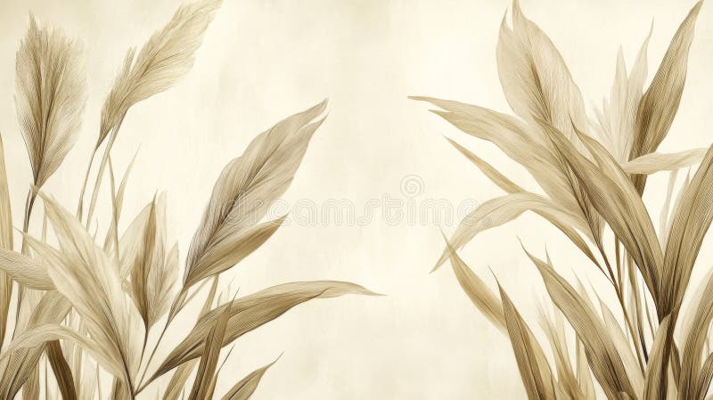 Sepia Botanical Illustration with Cream Background Stock Illustration ...
