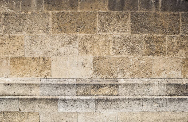 Sepia Colored Stone Blocks on Weathered Church Wall Stock Image - Image ...