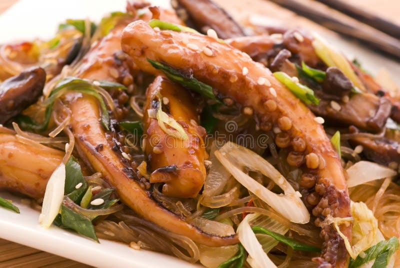 Sepia with Glass Noodles stock image. Image of seafood - 11280881