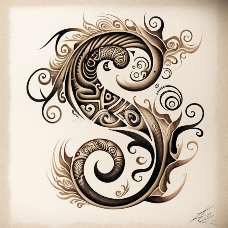 Sepia Maori Pattern Drawing Stock Illustration - Illustration of luxury ...