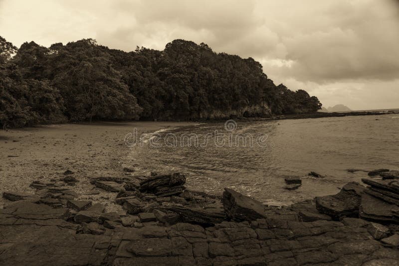 Sepia Beach stock photo. Image of sand, antique, holiday - 297884