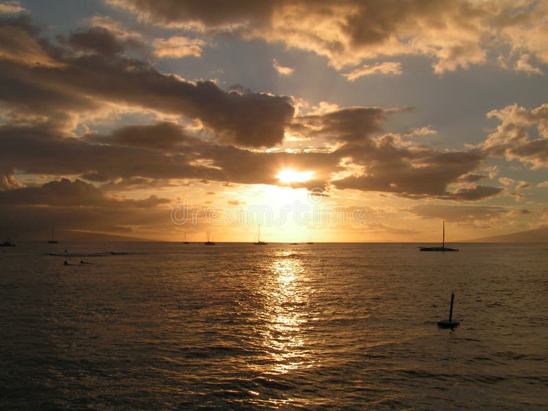 Sunset on the Sea stock image. Image of sunset, boat, ship - 141333