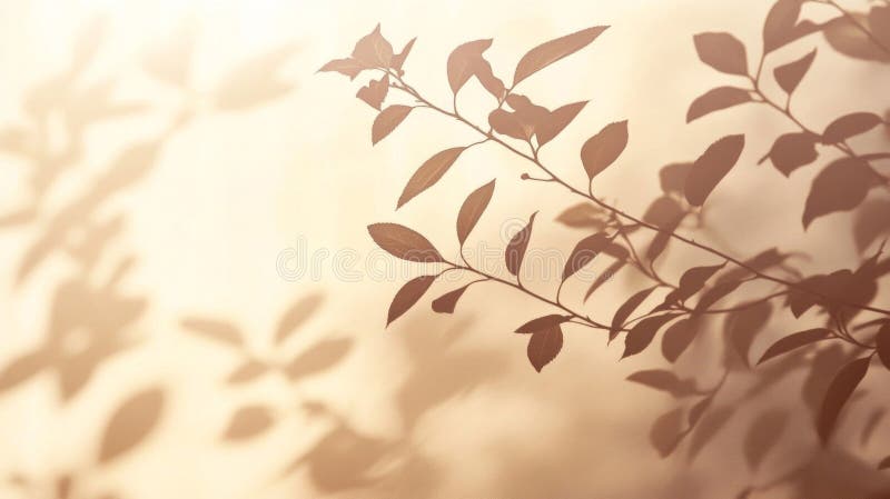 Sepia Tones Leaf Shadows on Beige Background Stock Illustration ...