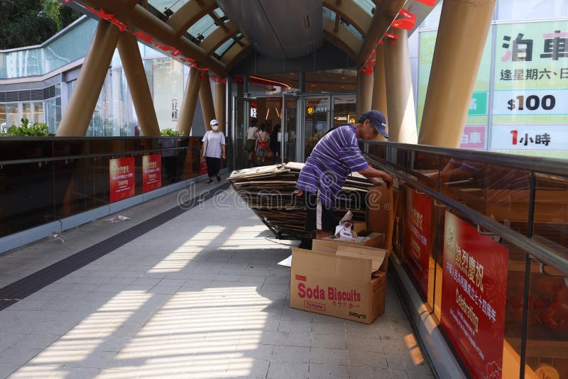 Sept 23 2023 the Elderly Man is Collecting Unwanted Boxes Editorial ...